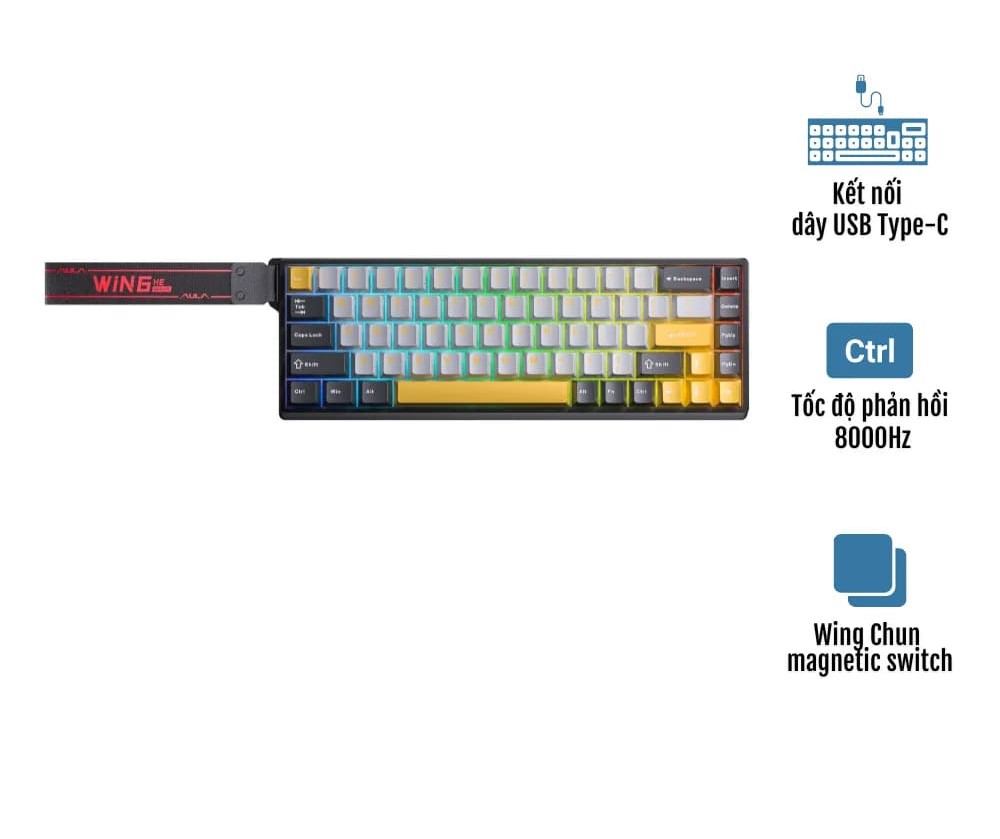 Bàn Phím Gaming AULA Win 68 HE MAX RGB Black Gold | Rapid trigger, Chính hãng, Giá rẻ | Gearshop